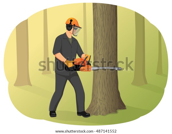 1.507 imagens de Man saws cutting tree vector Imagens, fotos stock e ...