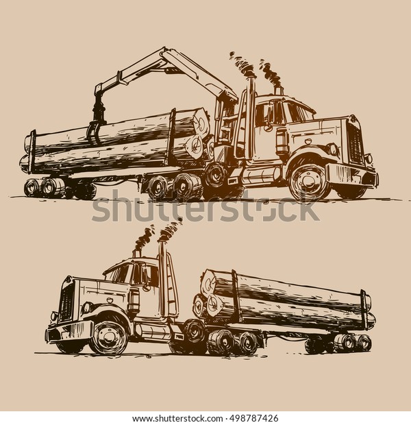 Logging Truck Illustration Stock Vector (Royalty Free) 498787426