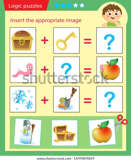 Logic Puzzle Kids Matching Game Education Stock Vector (Royalty Free ...