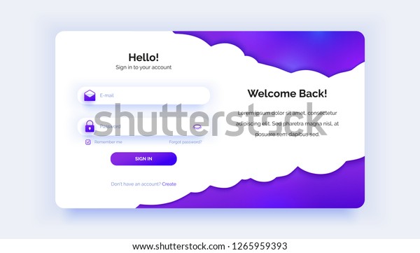 Login Page Purple Gradient Sign Form Stock Vector (Royalty Free) 1265959393