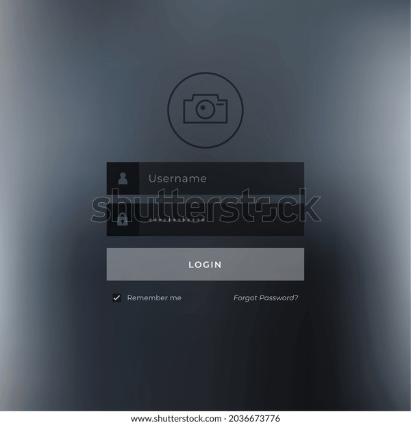 Login Page Template Design Dark Theme Stock Vector (Royalty Free ...