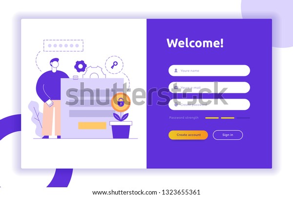 Login UI UX design concept and illustration with big modern people ...