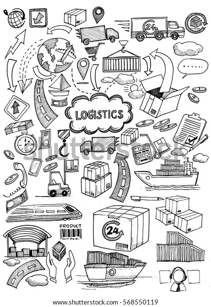 Logistic Concept Sketch Delivery Shipping Decorative Stock Vector ...