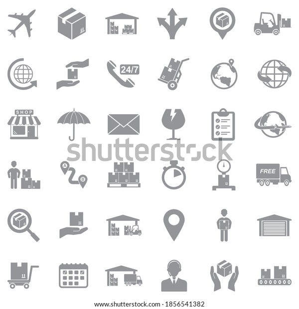 Logistic Icons Gray Flat Design Vector Stock Vector (Royalty Free ...