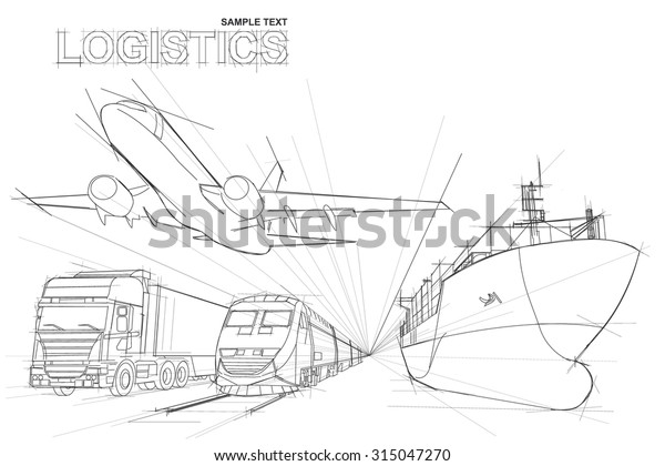 Logistic Line Drawing Style On White Stock Vector (Royalty Free) 315047270