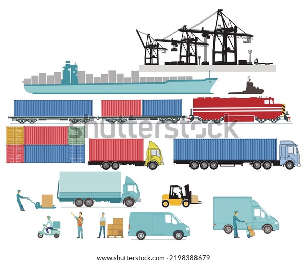 Logistic Shipping Container Transportation Illustration Stock Vector ...