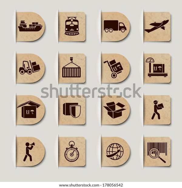 Logistic Transportation Services Labels Set Global Stock Vector ...