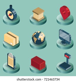 Logistics Color Isometric Icons Stock Vector (Royalty Free) 721463734 ...
