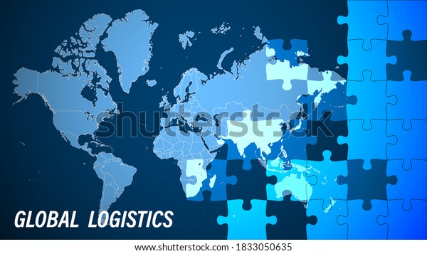 Logistics Concept Banner Global Logistics Puzzle Stock Vector (Royalty ...