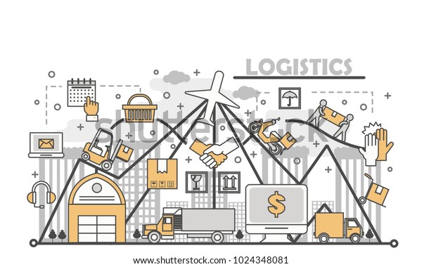 Logistics Concept Vector Illustration Modern Thin Stock Vector (Royalty ...