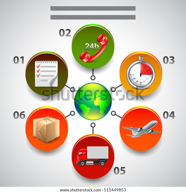 Logistics Infographics Icons Circles Around Earth Stock Vector (Royalty ...