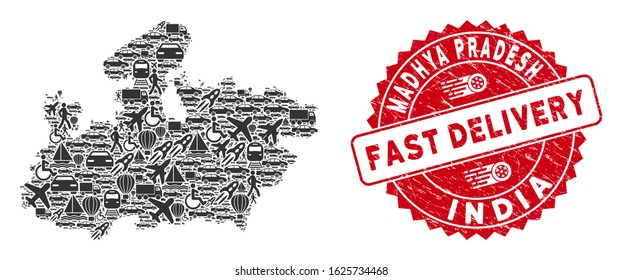 Logistics Mosaic Madhya Pradesh State Map Stock Vector (Royalty Free ...