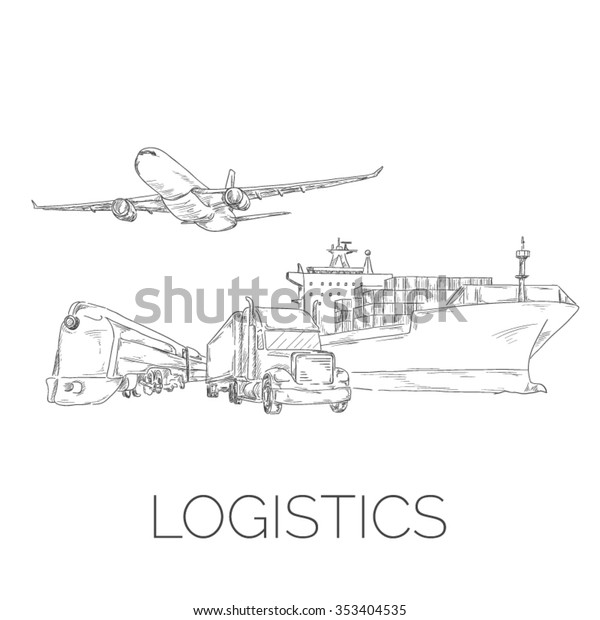 Logistics Sign Plane Truck Container Ship: vector de stock (libre de ...