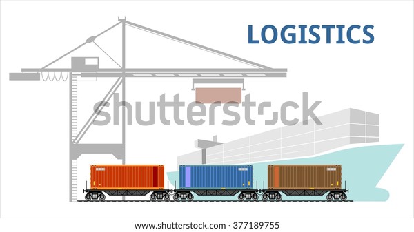 logistics, train, ship, port, loading, unloading, crane, container ...