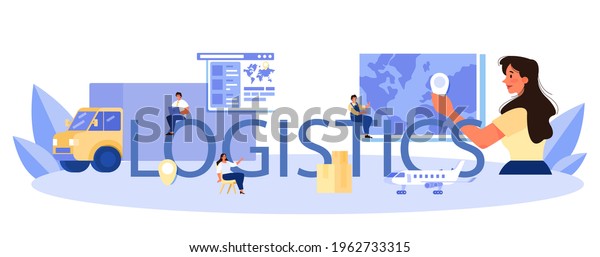 Logistics Typographic Header Idea Transportation Distribution Stock ...