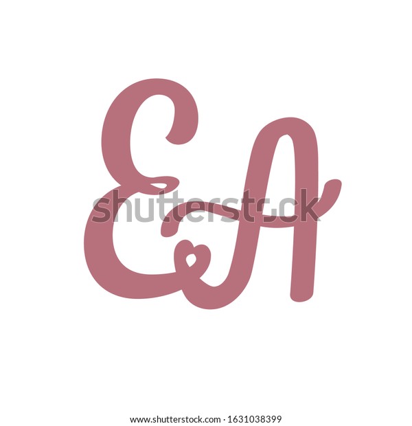 Logo Abbreviation Calligraphic Letters Ea Heart Stock Vector (Royalty ...