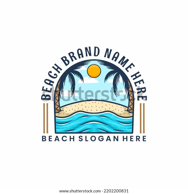 Logo Beach Emblem Summer Cartoon Vector Stock Vector (Royalty Free ...