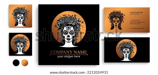 Logo Calavera Style Dia De Los Stock Vector (Royalty Free) 2212024931 ...
