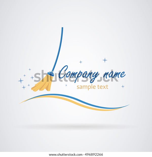 Logo Cleaning Broom Through Ground Leaving Stock Vector (Royalty Free ...