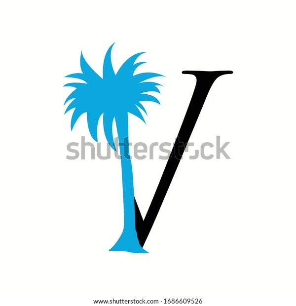 Logo Coconut Tree Letter V Vector Stock Vector (Royalty Free ...