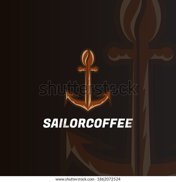 Logo Coffee Bean Double Meaning Anchor Stock Vector (Royalty Free ...