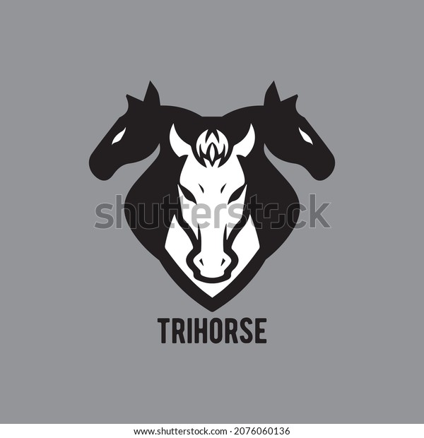 Logo Concept Combining Three Horse Heads 库存矢量图（免版税）2076060136 ...