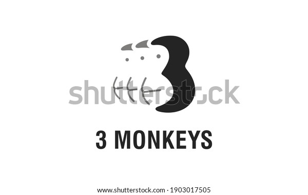Logo Concept Silhouette Three Monkeys Stock Vector (Royalty Free ...