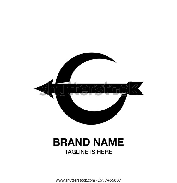 Logo Crescent Moon Arrow Symbol Art: vector de stock (libre de regalías ...