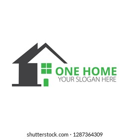 Vektor Stok Logo Design Construction One Home (Tanpa Royalti ...