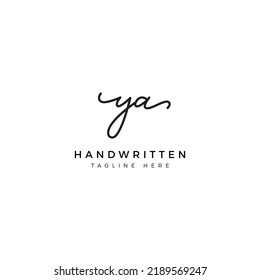 Logo Design Letters Y Ya Handwriting Stock Vector (Royalty Free ...