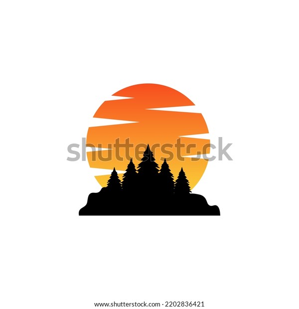 Logo Design Template Landscape Sun Tress Stock Vector (Royalty Free ...