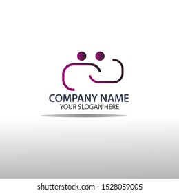 Logo Design Two People Collaboration Stock Vector (Royalty Free ...