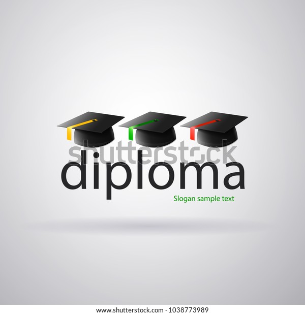 Logo Diploma Teaching Academy Three Mortarboards: vector de stock ...