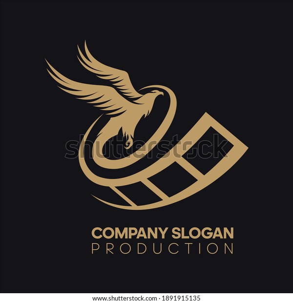 Logo elements: eagle, golden eagle, film. Vector.