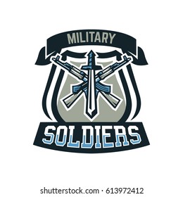 Logo Emblem Military Weapons Machine Guns Stock Vector (Royalty Free ...