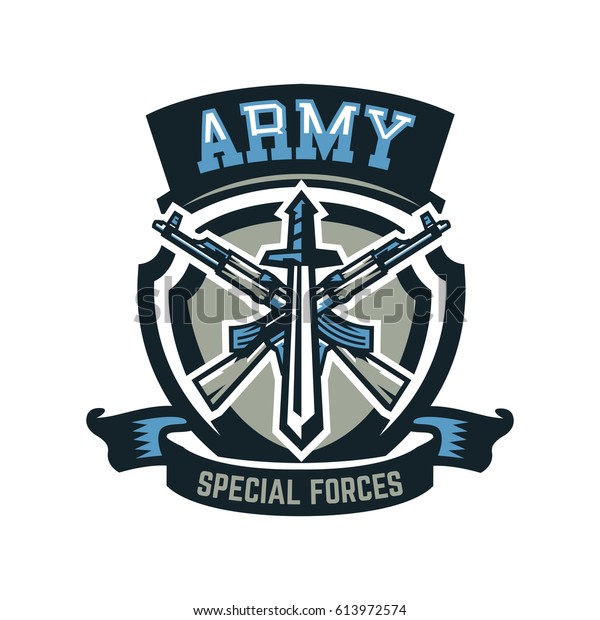 Logo Emblem Military Weapons Machine Guns Stock Vector (Royalty Free ...