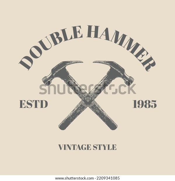 Logo Hammer Hand Drawn Retro Vintage Stock Vector (Royalty Free ...