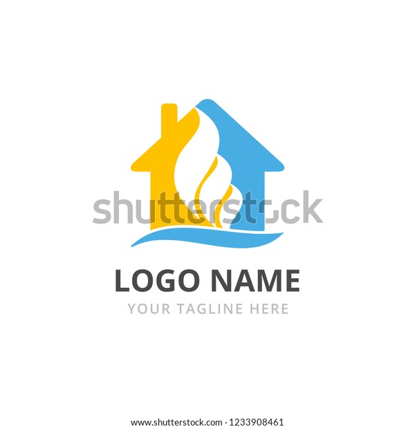 Logo Home Climate Control Heating Cooling: เวกเตอร์สต็อก (ปลอดค่า ...