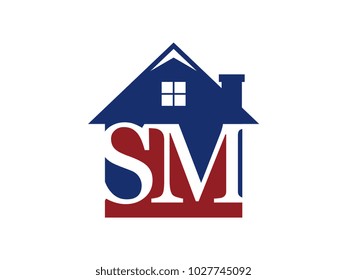 Logo House Building Initial Letter Sm Stock Vector (Royalty Free ...