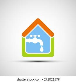 Logo House Tap Water Stock Image Stock Illustration 313955408