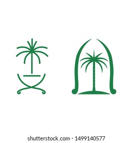 Logo Icon Palm Tree Sword Stock Vector (Royalty Free) 1499140577