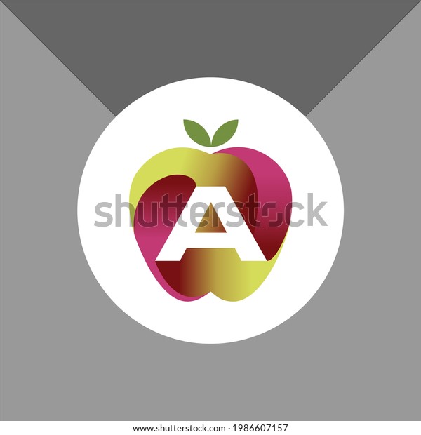 Logo Illustration Apple Middle Forming Letter Stock Vector (Royalty ...