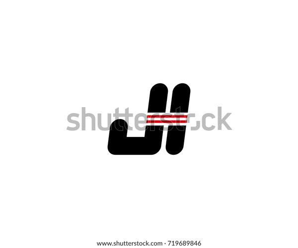 Logo Initial Letter Ji Black Red Stock Vector (Royalty Free) 719689846