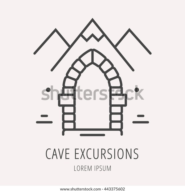 logo or label cave. Line style logotype template. Easy to use business ...