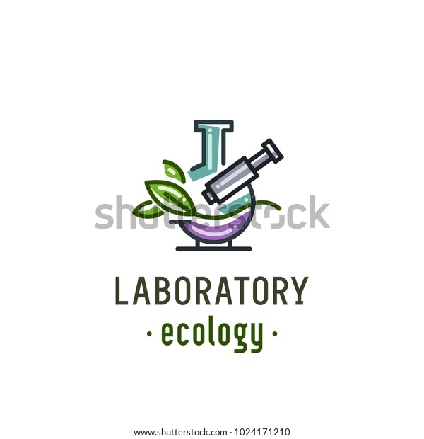 Logo Laboratory Ecology Images Microscope Leaves Stock Vector (Royalty ...