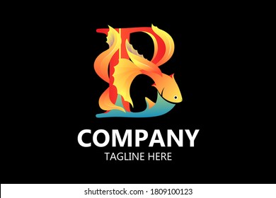62 Letter b with fish modern logo design template Images, Stock Photos ...