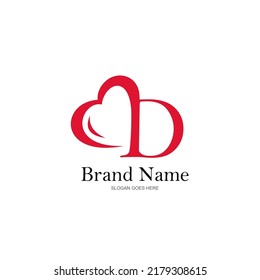 Logo Letter D Heart Vector Combination Stock Vector (Royalty Free ...