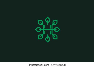 Logo Letter H Green Leaf Tree Stock Vector (Royalty Free) 1749121208 ...
