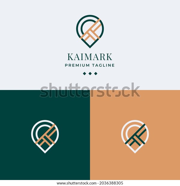 Logo Letter K Pin Mark Monogram Stock Vector (Royalty Free) 2036388305 ...