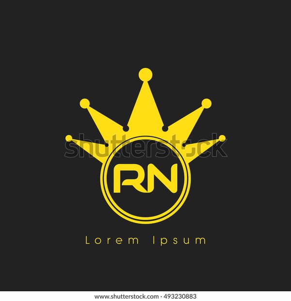Logo Letters R N Yellow Crowned Stock Vector (Royalty Free) 493230883